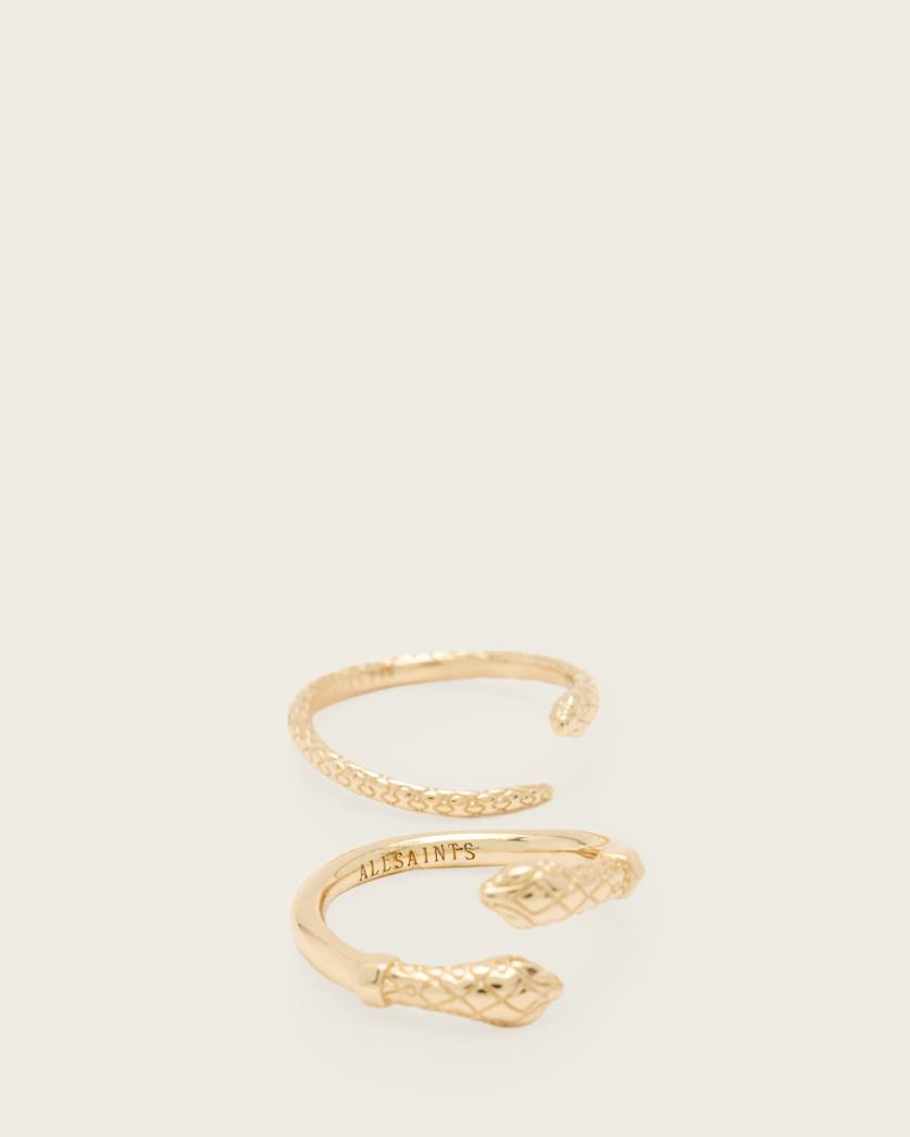 Serpent Textured Ring Set Gold | ALLSAINTS